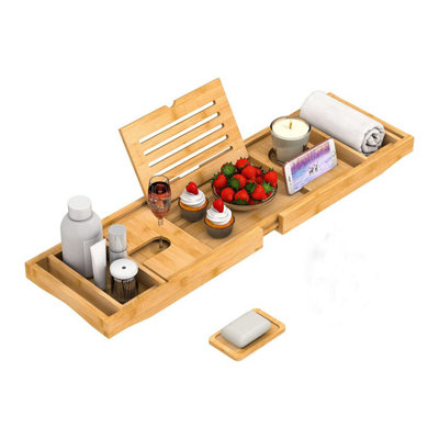 MANTRARAJ BAMBOO BATH TRAY EXTENDABLE BATH CADDY FOR BATHTUB ...