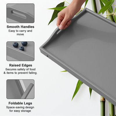 Mantraraj Bamboo Bed Tray Table with Foldable Legs And Handles Breakfast Tray Multipurpose Use ...