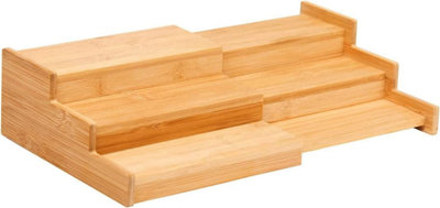 MantraRaj Bamboo Expandable Spice Rack Organizer 3-Tier Kitchen Cabinet ...