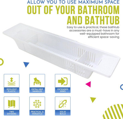 MantraRaj Bath Tray Extendable Bath Caddy Tray for Bathtub Adjustable ...