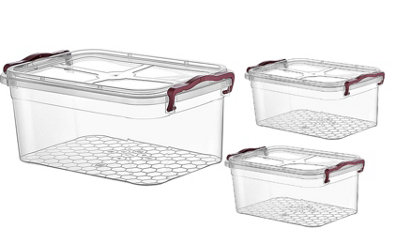 MantraRaj Clear Plastic Storage Boxes Container With Lids Handles ...