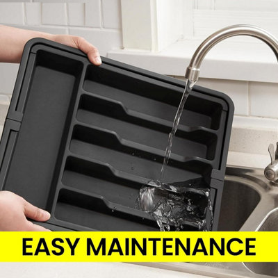 MantraRaj Expandable Cutlery Utensil Holder Tray Adjustable Kitchen ...