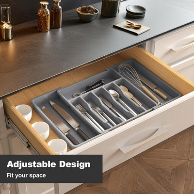 MantraRaj Expandable Cutlery Utensil Holder Tray Adjustable Kitchen ...