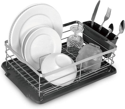 MantraRaj Kitchen Dish Drainer Elegant Black and Silver Dish Drying ...