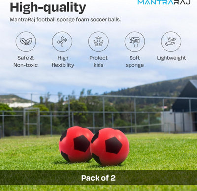 MantraRaj Pack of 2 Red Football 19.5cm Sponge Foam Soccer Ball ...