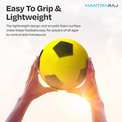 MantraRaj Pack of 2 Yellow Football 19.5cm Sponge Foam Soccer Ball ...