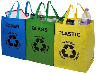 MantraRaj Recycling Bags PACK 3 Heavy Duty Colour Coded Reusable Paper ...