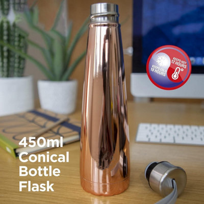MantraRaj Rose Gold Conical Thermal Flask 450ml Shiny Stainless Steel ...