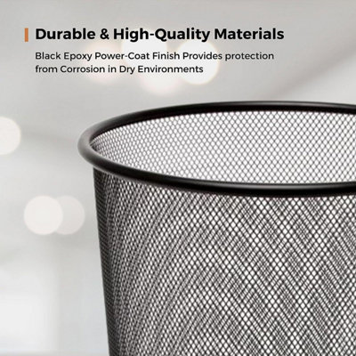 MantraRaj Round Mesh Bins Trash Can Bin Black Nonslip Waste Paper Bin ...