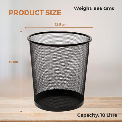MantraRaj Round Mesh Bins Trash Can Bin Black Nonslip Waste Paper Bin ...