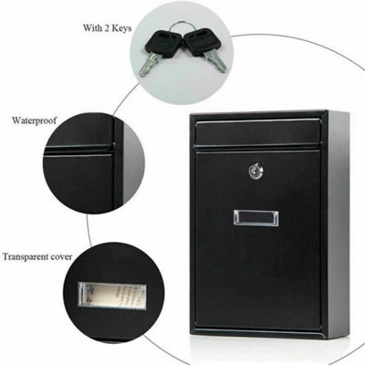 MantraRaj Wall Mounted Modern Post Box Mailbox Black Large Letter Box ...