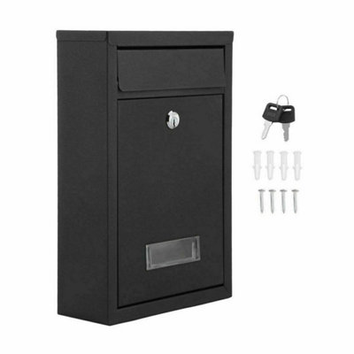 MantraRaj Wall Mounted Modern Post Box Mailbox Black Large Letter Box ...