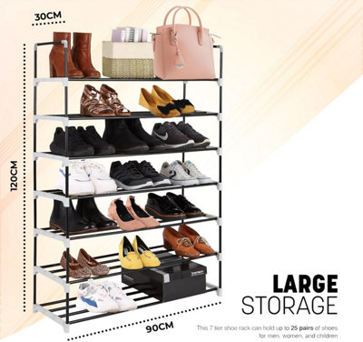 MantrRaj 7 Tier Metal Shoe Rack Quick Assembly Space Saving Heavy Duty ...