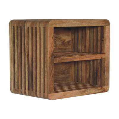 Mantua Wall Mounted Bedside Table in Solid Mango Wood with Two Open Slots