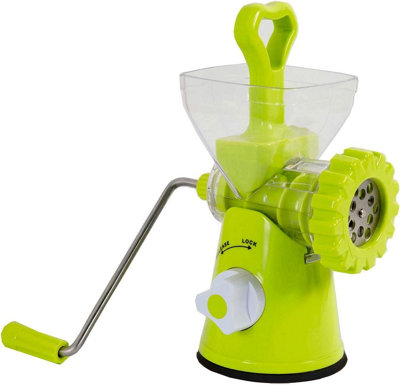 Manual Hand Operated Meat Grinder with Wide Hopper, Three Blades (Fine ...