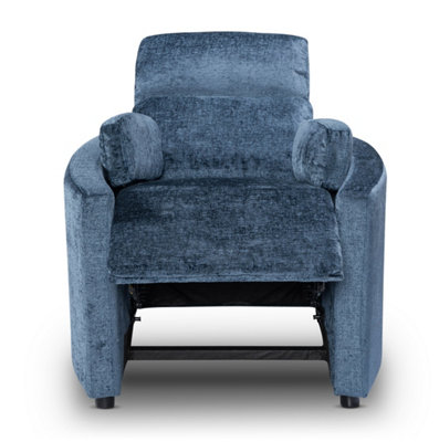 Manual Recliner Chair in Blue Chenille Fabric