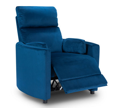 MANUAL RECLINER CHAIR IN BLUE VELVET FABRIC