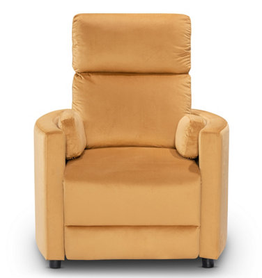 Manual Recliner Chair in Gold Velvet Fabric
