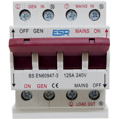 Manual Transfer Switch, 125A 240V Changeover Mains to Generator, DIN ...