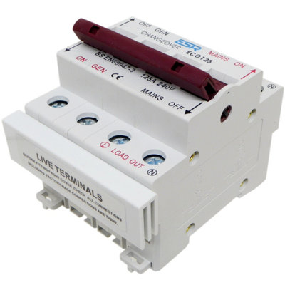 Manual Transfer Switch, 125A 240V Changeover Mains to Generator, DIN ...