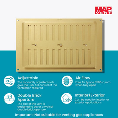 MAP Aluminium Adjustable Air Vent 9" x 6", Double Brick Hit & Miss ...