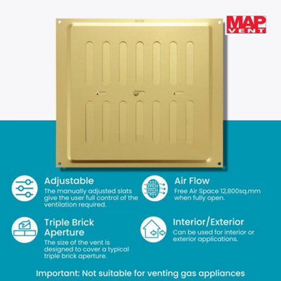 MAP Aluminium Adjustable Air Vent 9" x 9", Hit & Miss Grille Cover ...