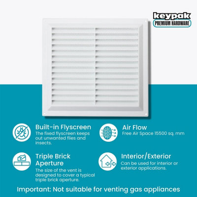 Map Plastic Louvre Air Vent with Flyscreen, Openings 9" x 9" (229mm x ...