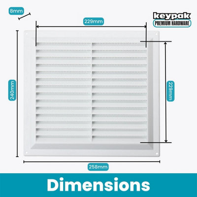 Map Plastic Louvre Air Vent with Flyscreen, Openings 9" x 9" (229mm x ...