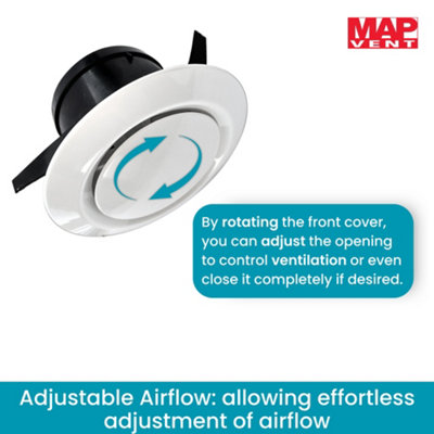 Map Round Vent Ceiling Diffuser Vent 100mm (4 inch), Adjustable Fan ...