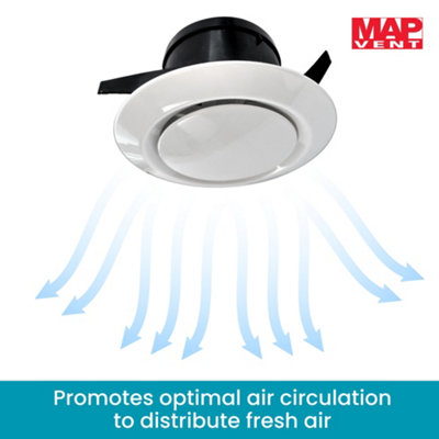 Map Round Vent Ceiling Diffuser Vent 100mm (4 inch), Adjustable Fan ...