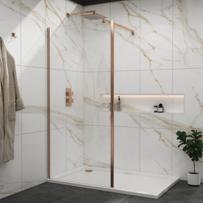 Marbella 1000mm Brushed Bronze Walk in Wet Room Shower Screen Panel ...