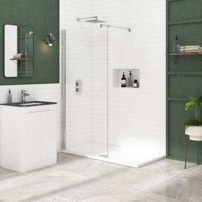 Marbella 1000mm Walk in Wet Room Shower Enclosure Screen Panel 8mm Easy ...