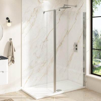 Marbella 1200mm Walk in Wet Room Shower Enclosure Screen with 300mm ...