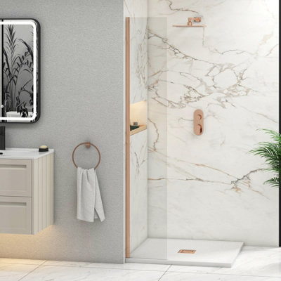 Marbella 300mm Brushed Bronze Walk in Wet Room Shower Screen Panel 8mm ...