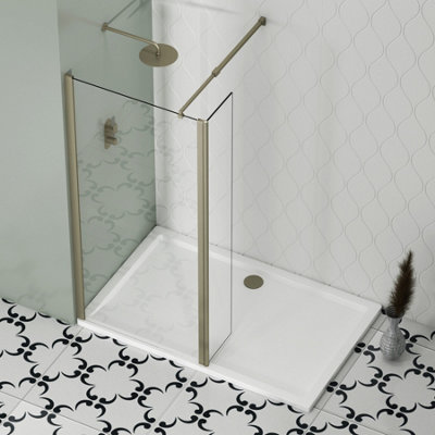 Marbella 300mm Brushed Nickel Walk In Wet Room Flipper Panel For Shower ...