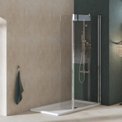 Marbella 300mm Chrome Walk In Wet Room Flipper Panel For Shower Screen ...