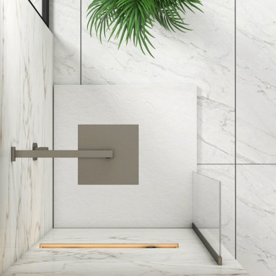 Marbella 300mm Gun Metal Grey Walk in Wet Room Shower Screen Panel 8mm ...