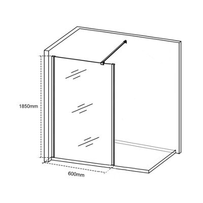 Marbella 600mm Gun Metal Grey Walk in Wet Room Shower Screen Panel with ...