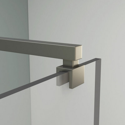Marbella 600mm Gun Metal Grey Walk in Wet Room Shower Screen with 300mm ...