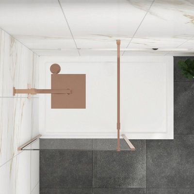 Marbella 760mm Brushed Bronze Walk in Wet Room Shower Screen Panel with ...