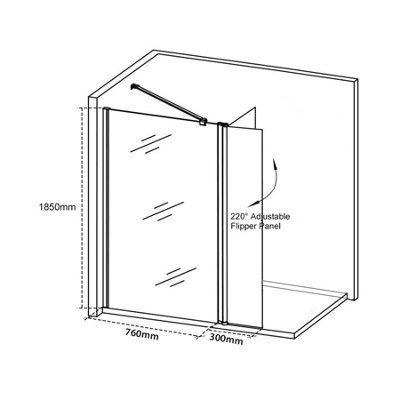Marbella 760mm Gun Metal Grey Walk in Wet Room Shower Screen with 300mm ...