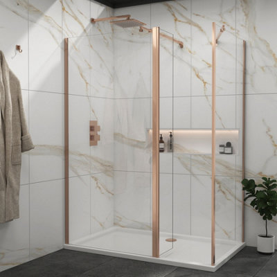 Marbella Brushed Bronze Walk in Wet Room Shower Enclosure with 1400 x ...