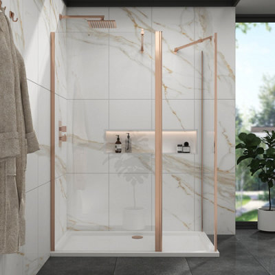 Marbella Brushed Bronze Walk in Wet Room Shower Enclosure with 1700 x ...