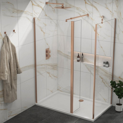 Marbella Brushed Bronze Walk in Wet Room Shower Enclosure with 1700 x ...