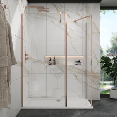 Marbella Brushed Bronze Walk in Wet Room Shower Enclosure with Outer ...