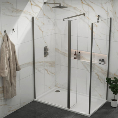 Marbella Gun Metal Grey Walk in Wet Room Shower Enclosure with 1200 x ...