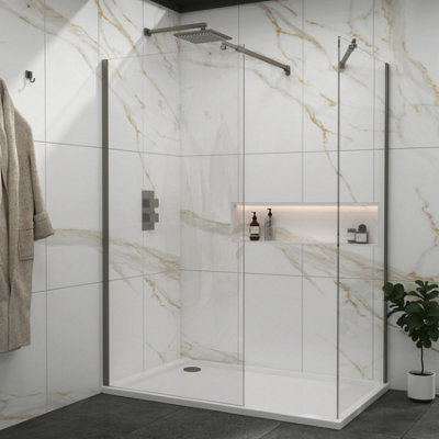 Marbella Gun Metal Grey Walk in Wet Room Shower Enclosure with 1200 x ...