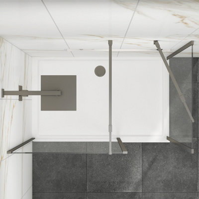 Marbella Gun Metal Grey Walk in Wet Room Shower Enclosure with Outer ...