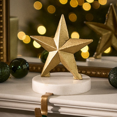 Marble and Gold Star Decorative Stocking Hook Fireplace Stocking Holder Christmas Stocking Holder