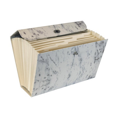 Marble-Effect 19 Pocket Expanding Box File with Silver Handle & Toggle ...